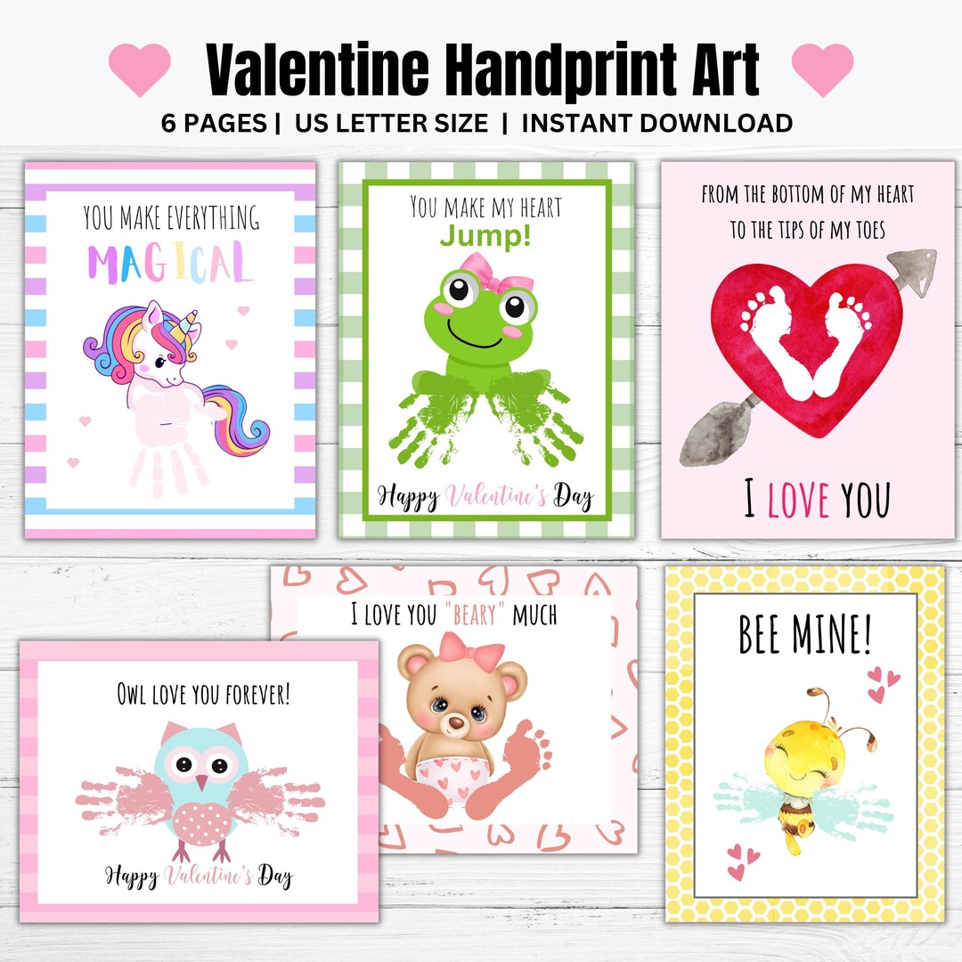 Valentine Handprint Craft Printable Bundle, Valentine Preschool Craft ...