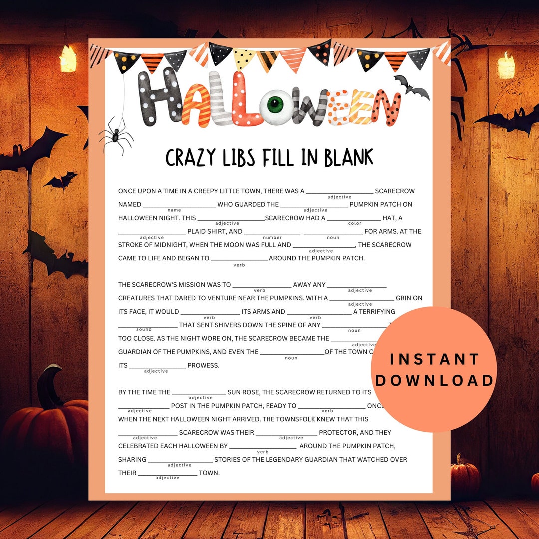 Halloween Crazy Libs Fill in Blank Game, Halloween Activity, Halloween ...