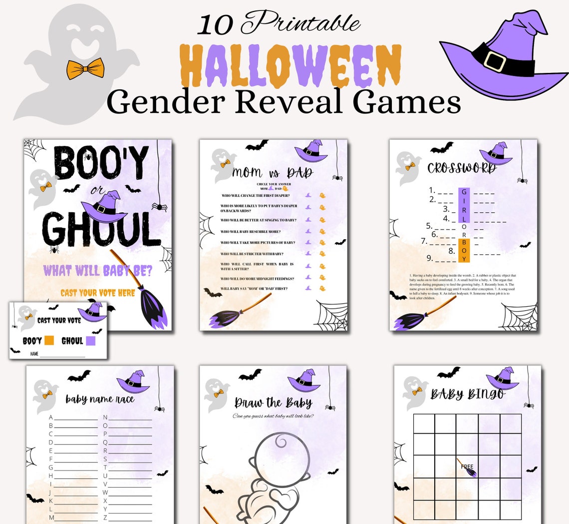 Halloween Themed Printable Gender Reveal Game Bundle is a - Etsy
