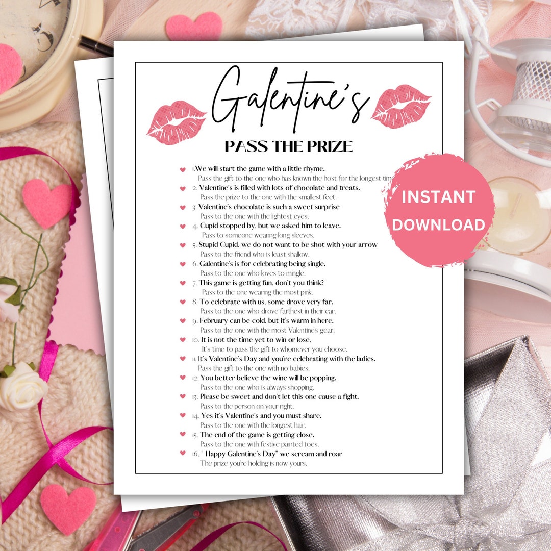 Pass the Prize Printable Galentine's Game, Adult Ladies Night Out Game ...