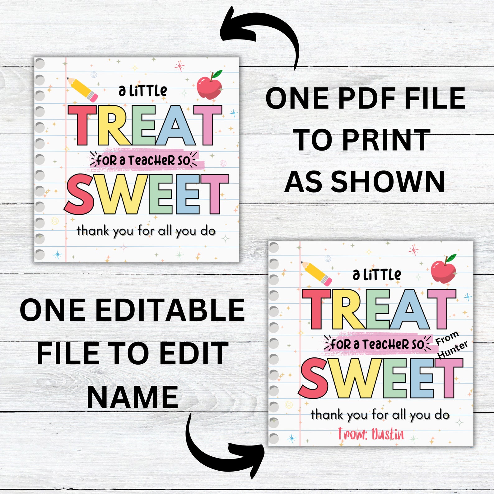 Editable Sweet Teacher Treat Gift Tag, Teacher Appreciation Week, End ...