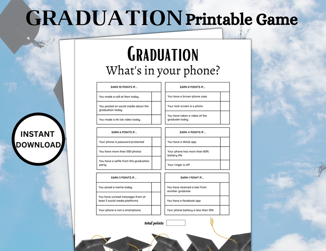 Printable Graduation Games, Selfie Scavenger Hunt 2024 Graduation Games ...