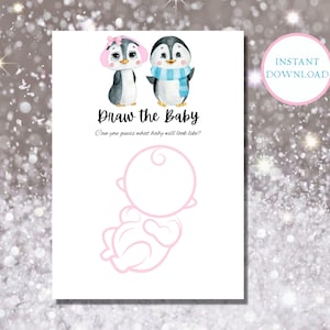 Winter Penguin Baby Gender Reveal Printable Games Are Perfect for Your ...