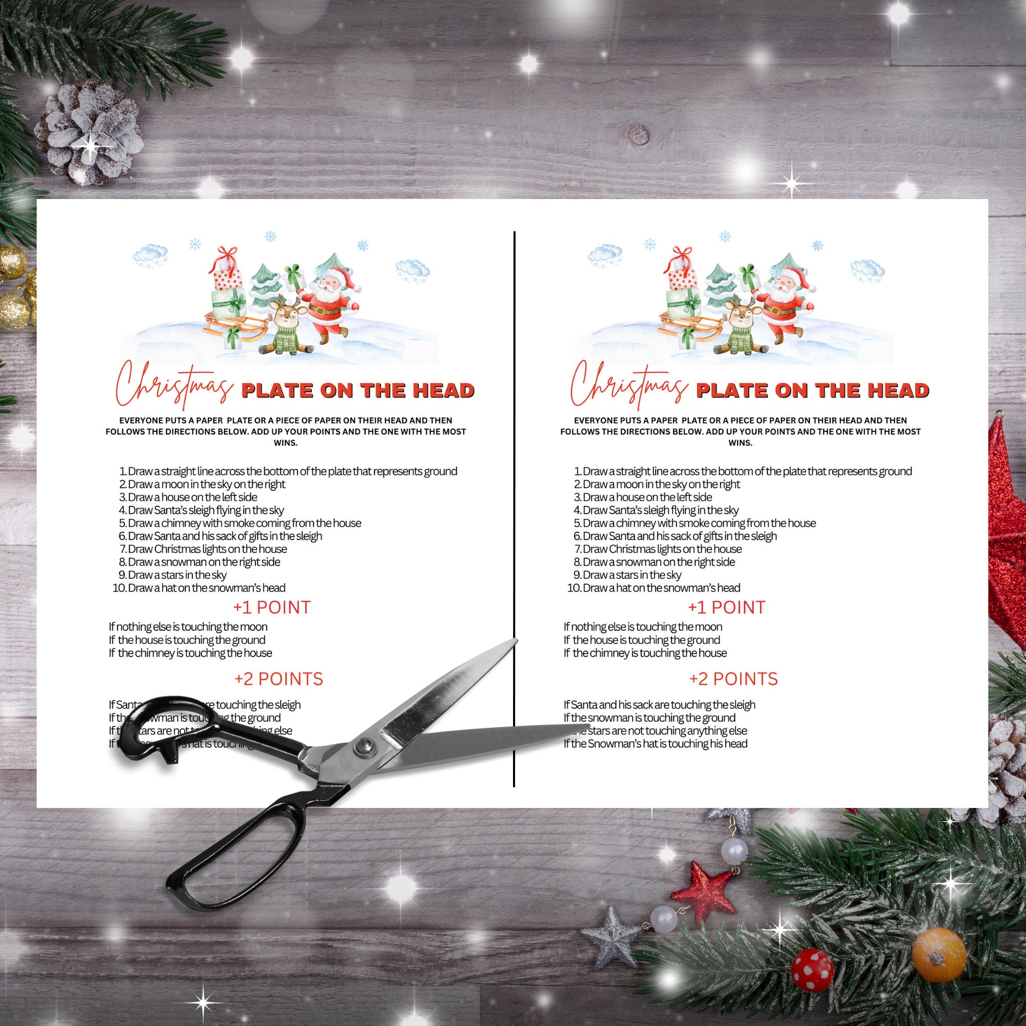 Christmas Plate on the Head Game Christmas Game Printable - Etsy