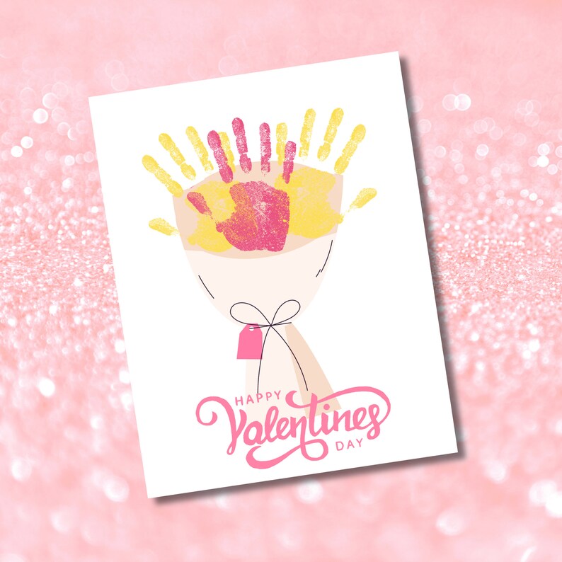 Valentine Handprint Craft ART Printable, Valentine Preschool Art ...