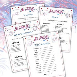 Fourth of July Game Bundle, Printable Family Games, Patriotic Party ...