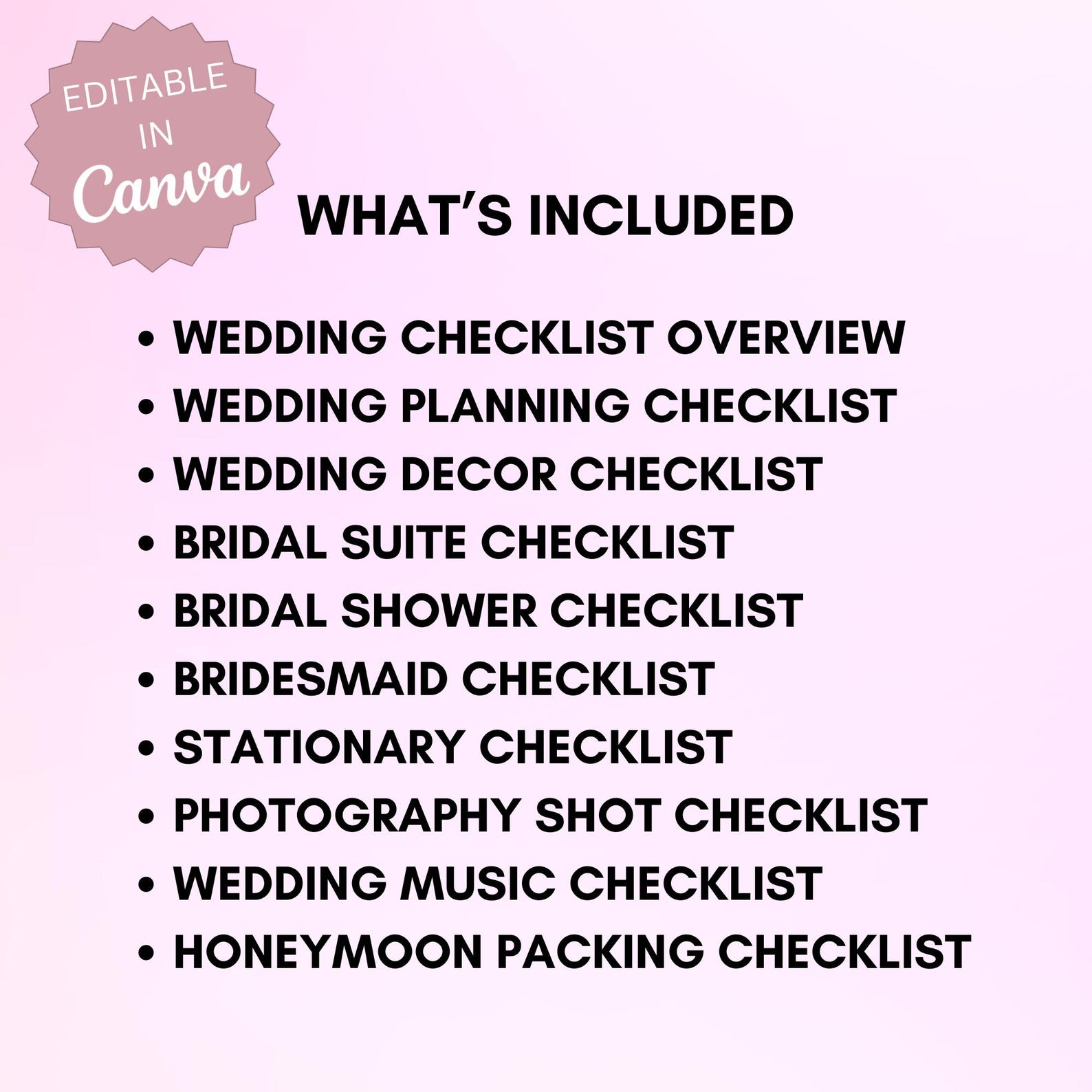 Wedding Checklist Editable, Wedding Planning Checklist Printable ...