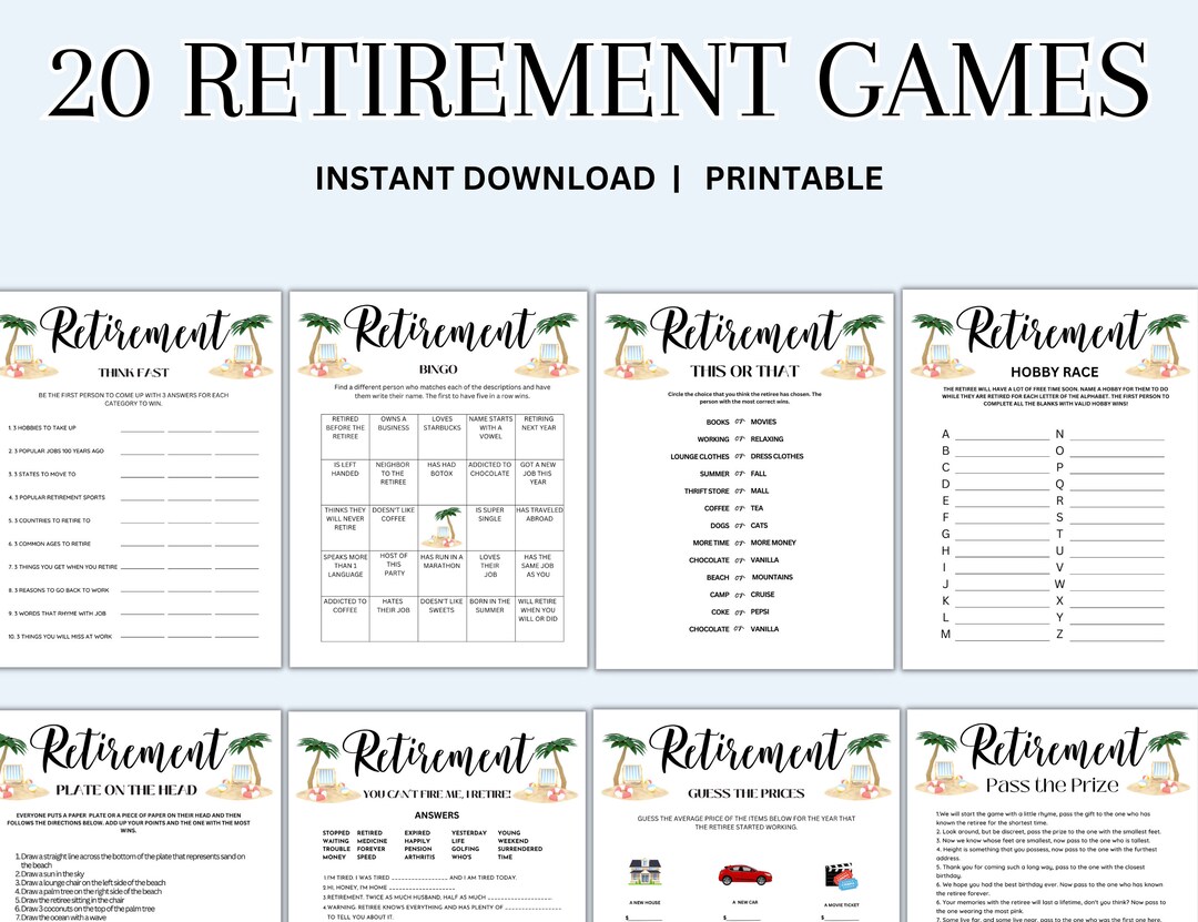 Retirement Party Games Bundle, Retirement Games, Printable Retirement ...
