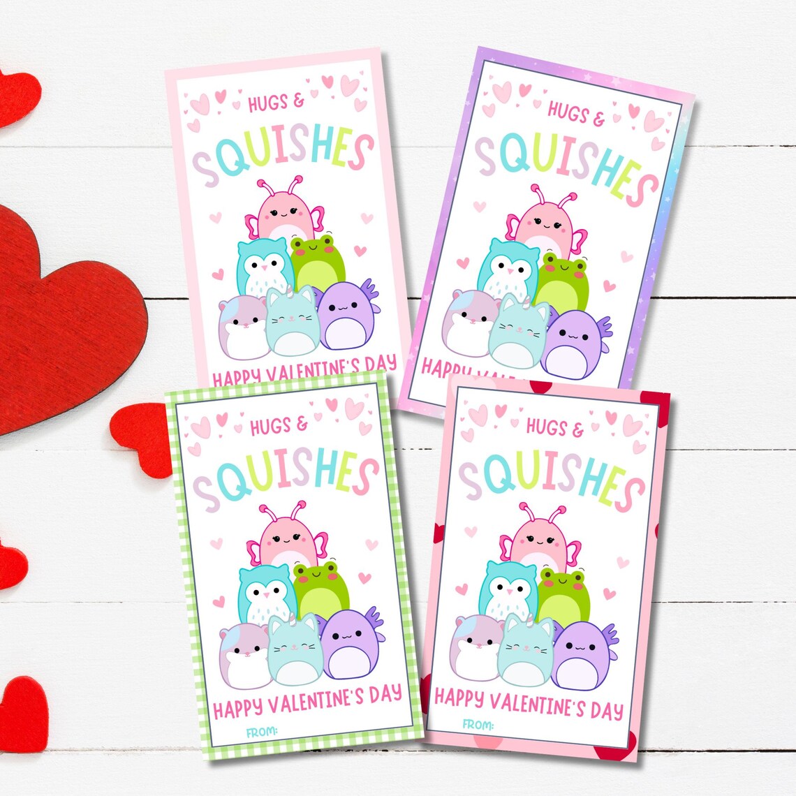 Squish Valentine's Day Cards, Valentine's Day Gift Tags, Kids Valentine ...
