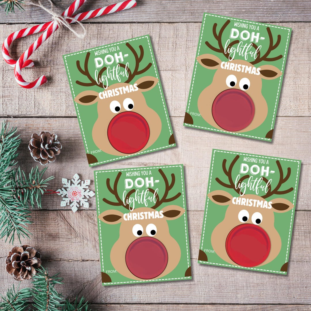 Kids Christmas Play Dough Cards, Class Christmas Favors Tags, Editable ...
