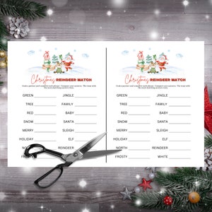 Christmas Reindeer Match Game, Christmas Game Printable, Family ...