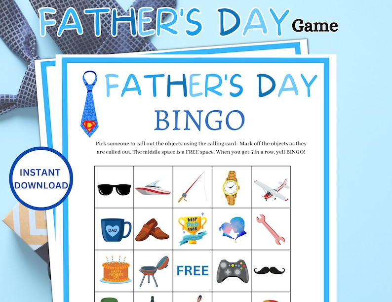 Father's Day Game, Bingo Game, Printable Family Game, Dad's Day Party ...