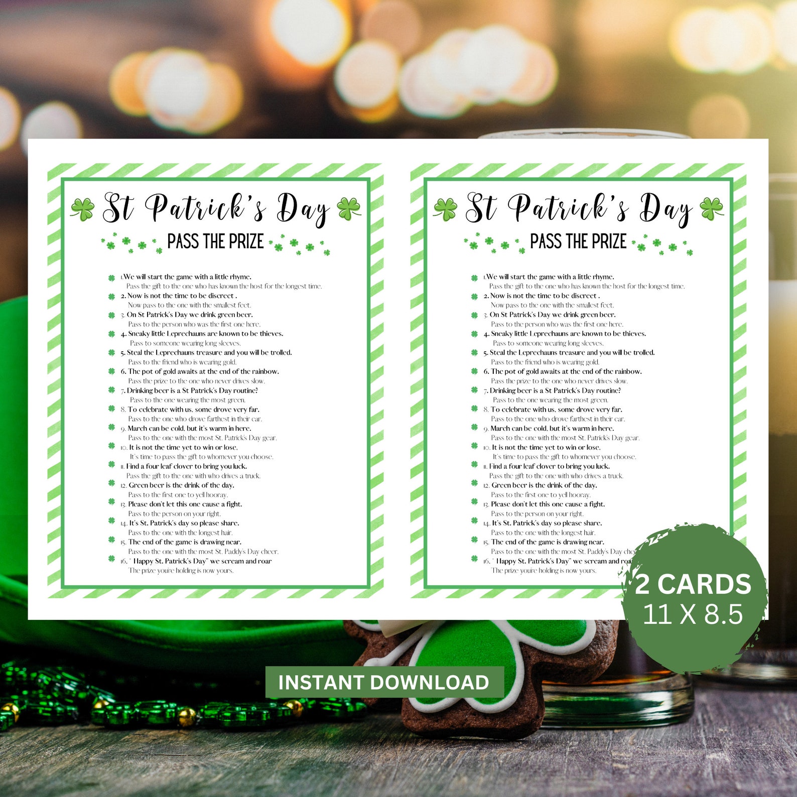 Printable St Patrick's Day Pass the Prize Game, St Paddy's Day Game ...