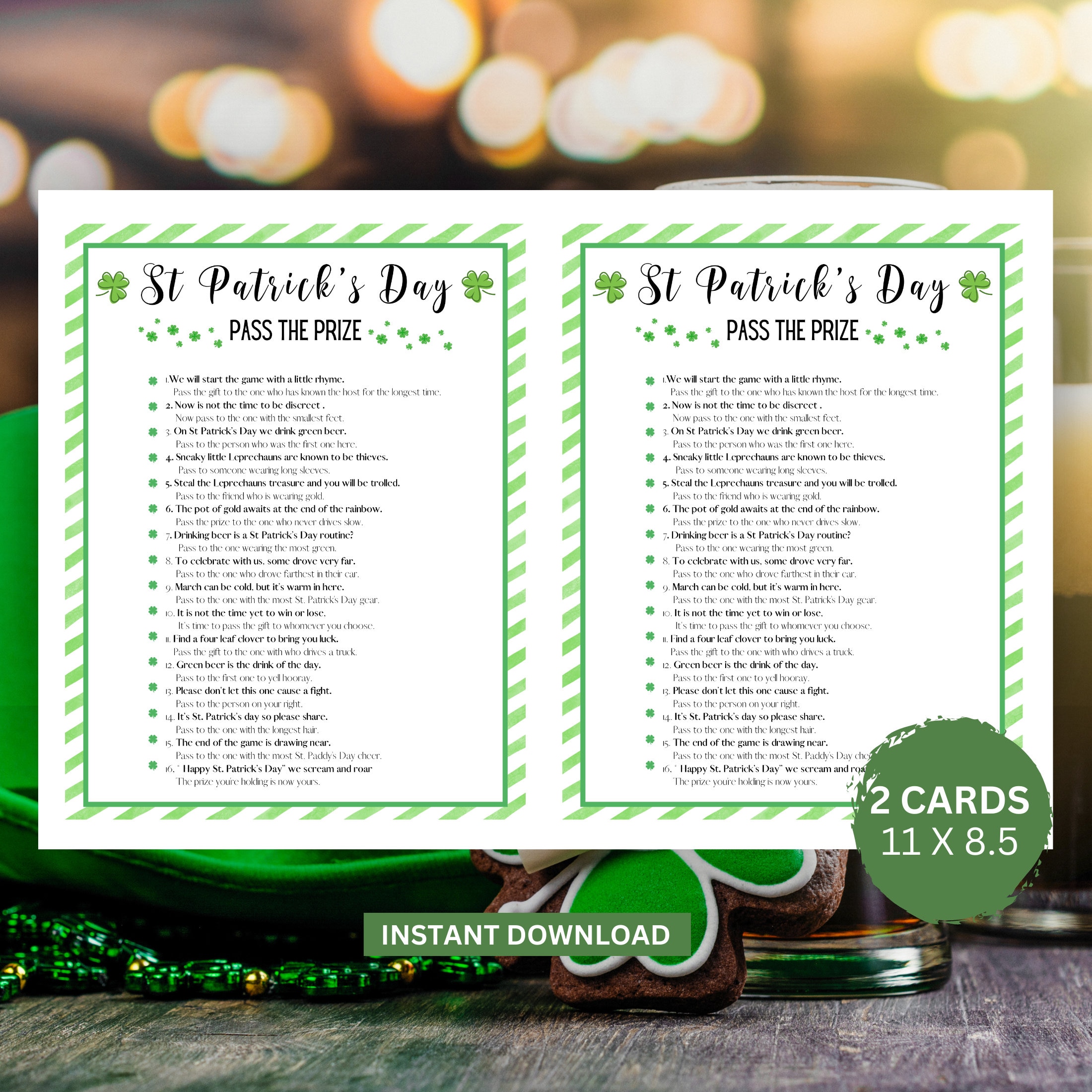 Printable St Patrick's Day Pass the Prize Game, St Paddy's Day Game ...