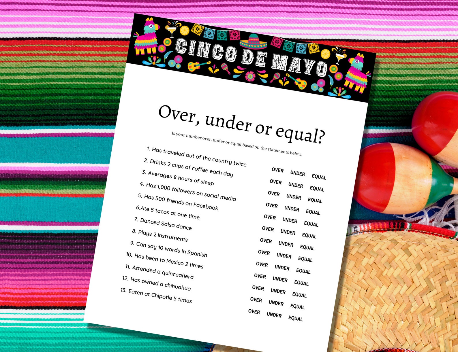 Cinco De Mayo Game, Cinco De Mayo Printable, Cinco De Mayo Party Games ...