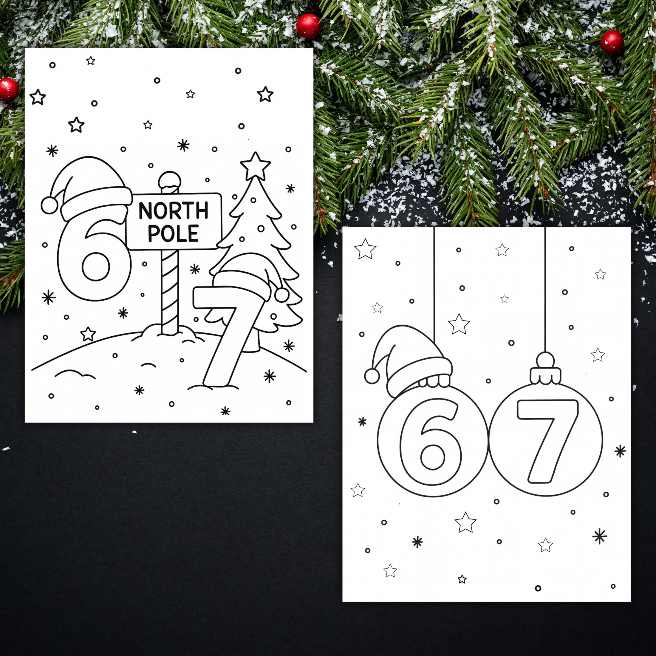 67 Christmas Coloring Page, Gen Alpha Slang, Holiday Coloring, Six ...
