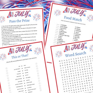 Fourth of July Game Bundle, Printable Family Games, Patriotic Party ...