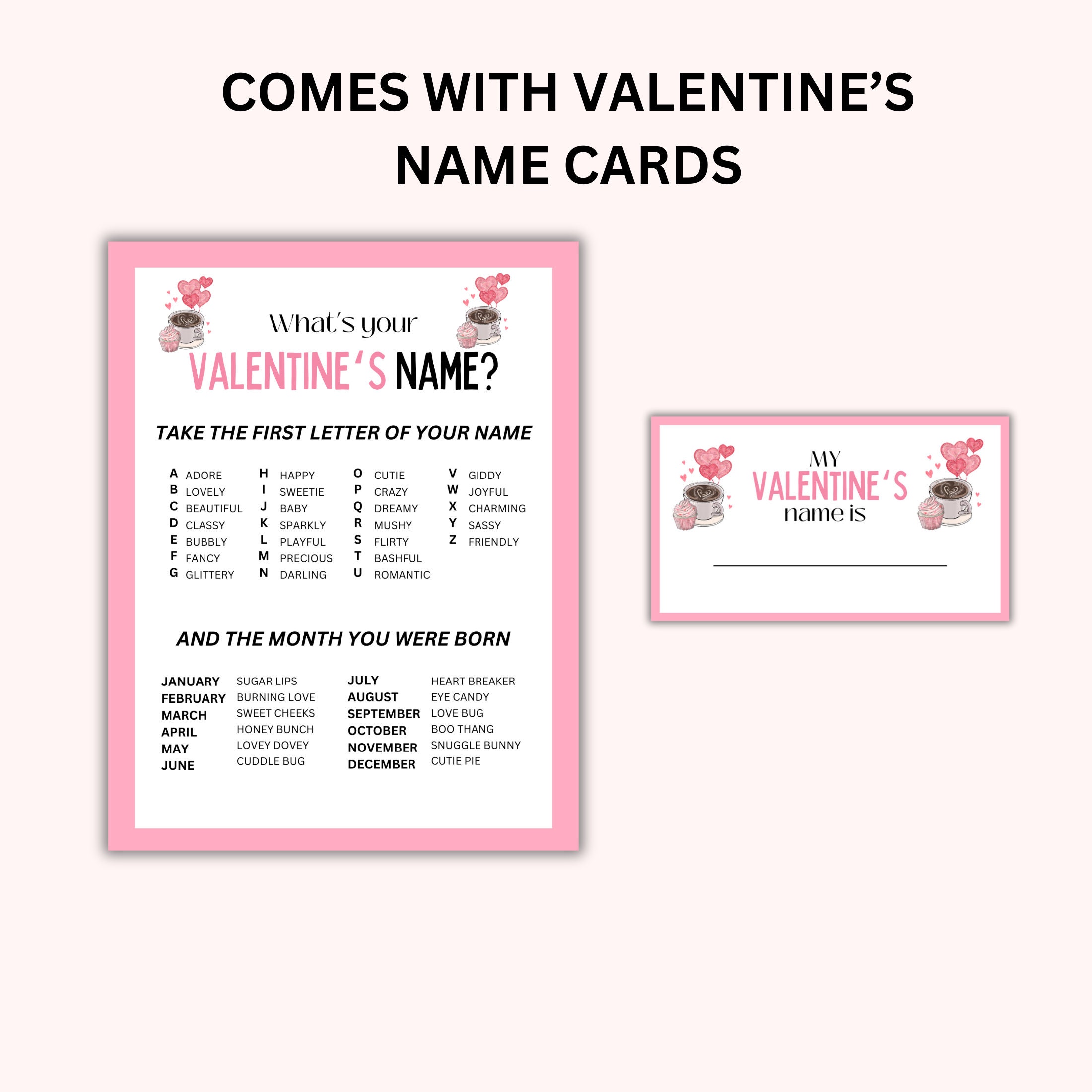 What's Your Valentine's Name Game, Valentines Party Game and Activity ...