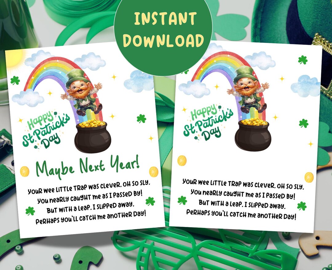 Catch a Leprechaun Letter to Child, St Patricks Day Note, Printable ...