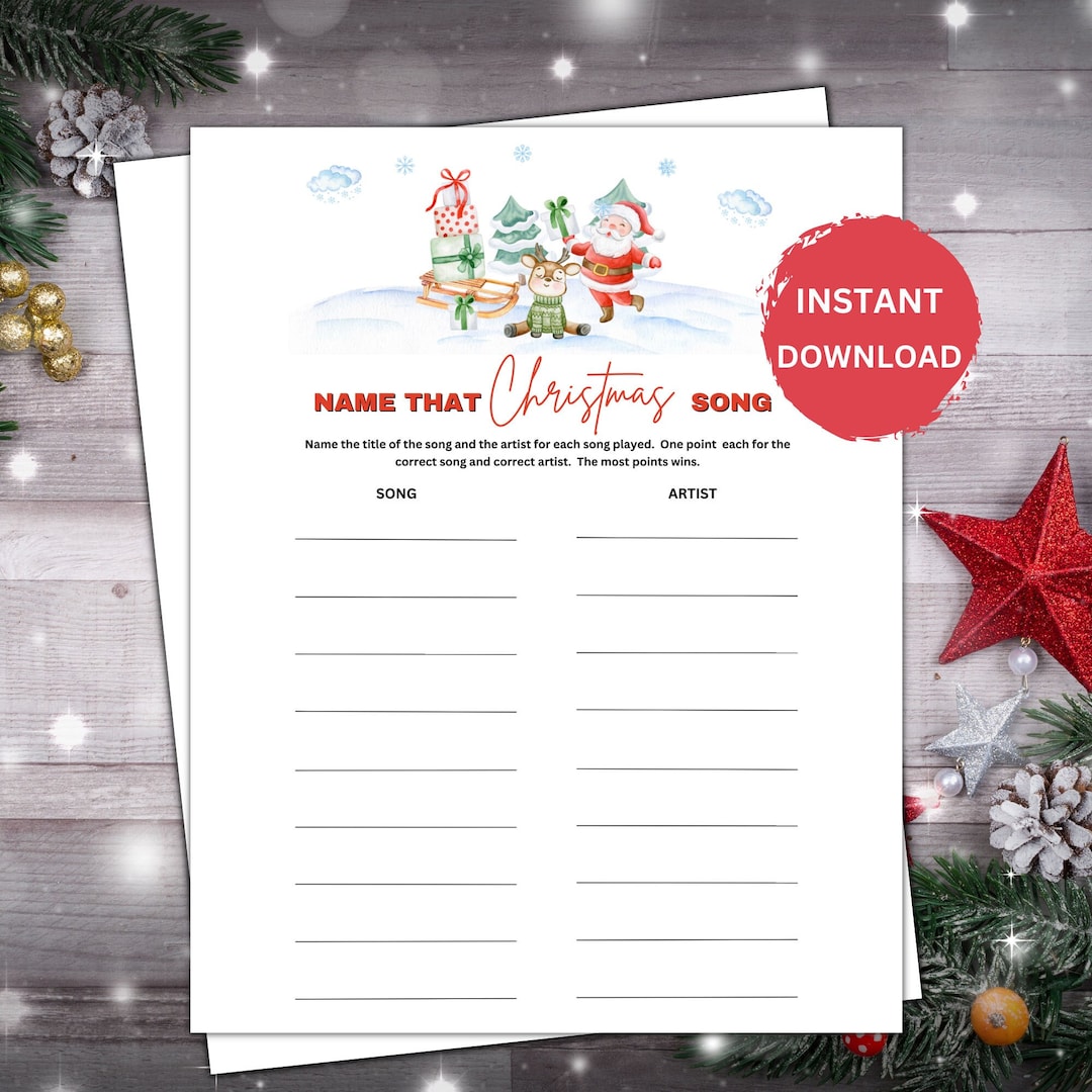 Name That Christmas Song Game, Christmas Printable, Family Christmas ...