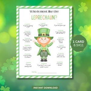 Printable St Patrick's Day Who is Most Like Leprechaun Game, St Paddy's ...