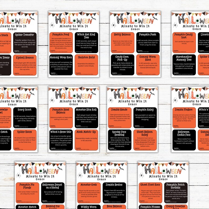 Halloween Minute to Win It Games, 44 Printable Party Games, Classroom ...
