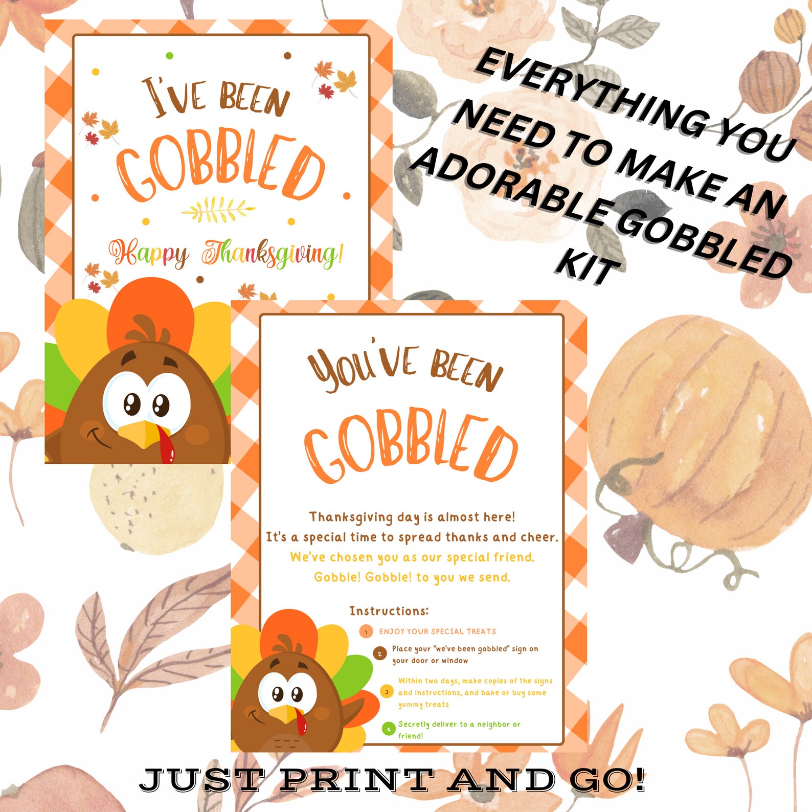You've Been Gobbled Printable Bundle, We've Been Gobbled Kit, I've Been ...