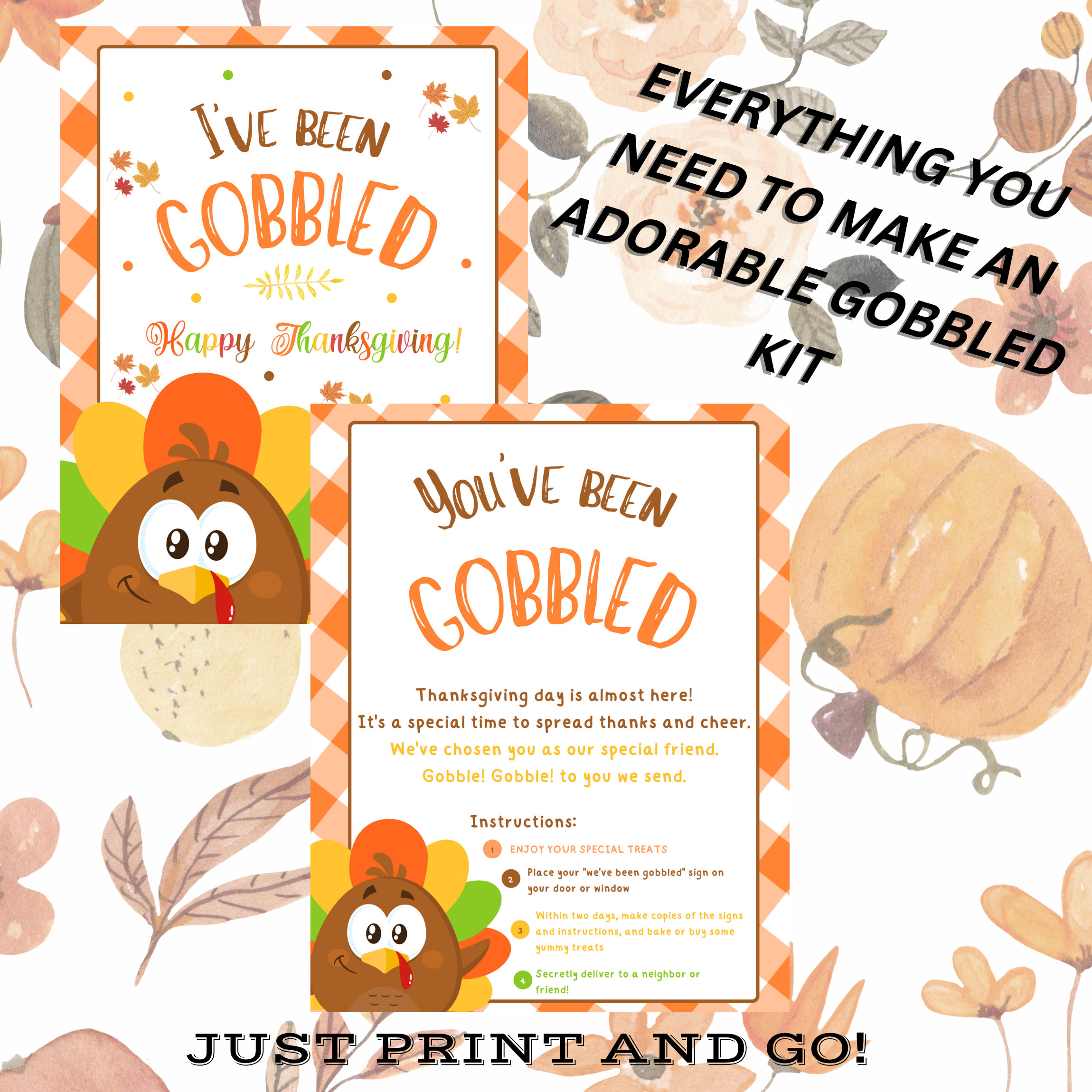 You've Been Gobbled Printable Bundle, We've Been Gobbled Kit, I've Been ...