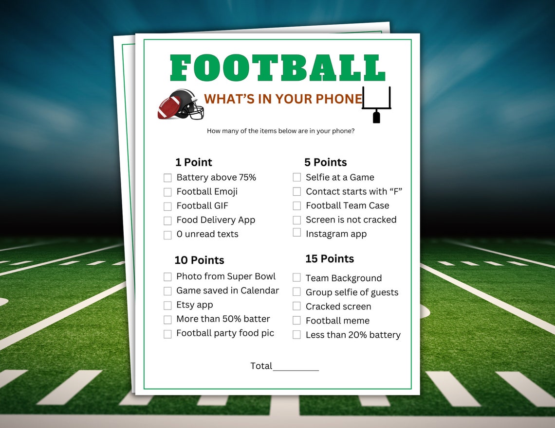 Football Game, What's in Your Phone, Football Party Game, Football ...