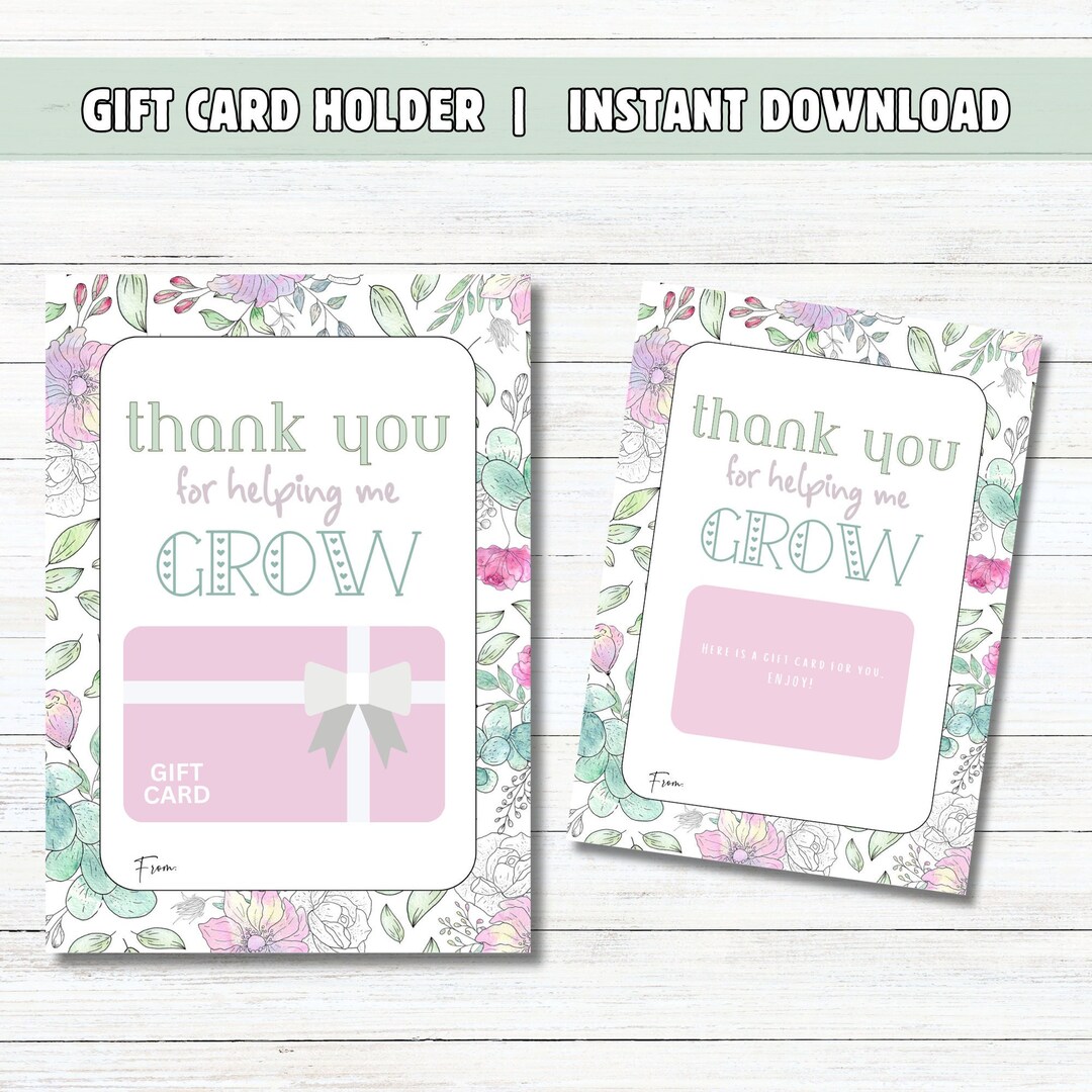 Teacher Appreciation Printable Gift Card Holder, Teacher Gift Card ...