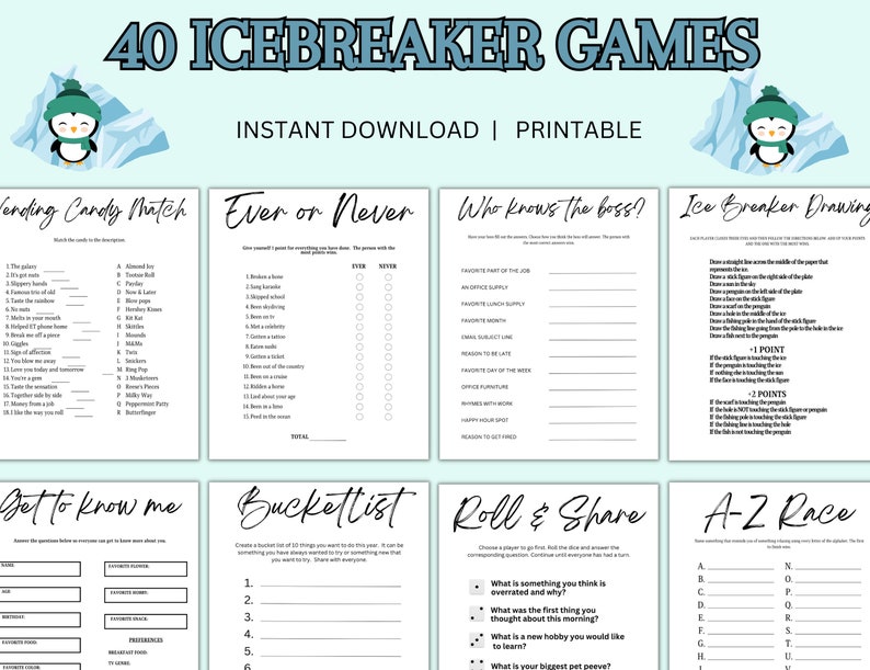 Icebreaker Game Bundle, Printable Icebreaker Games, Staff Game Idea ...