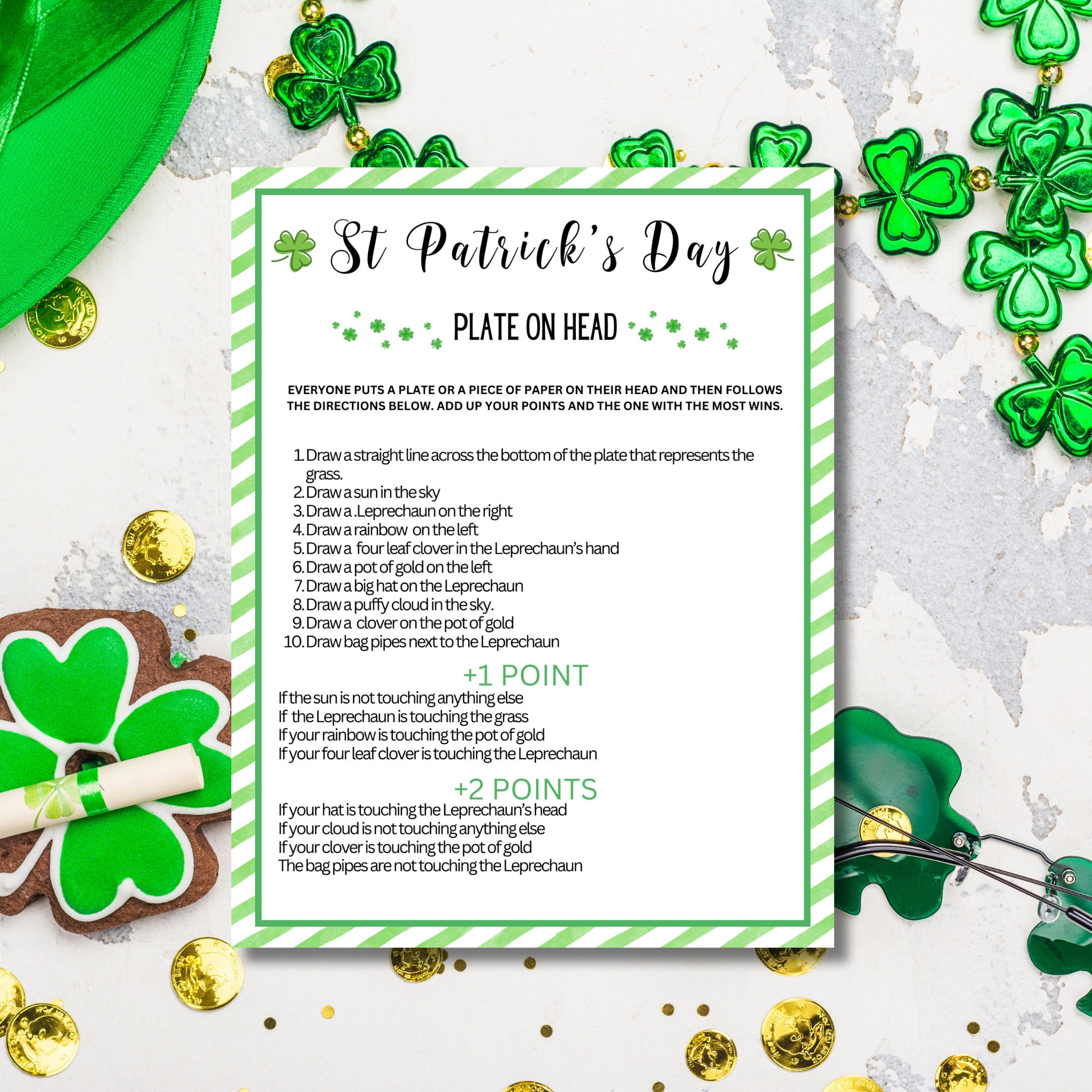 Printable St Patrick's Day Plate on the Head Game, St Paddy's Day Game ...