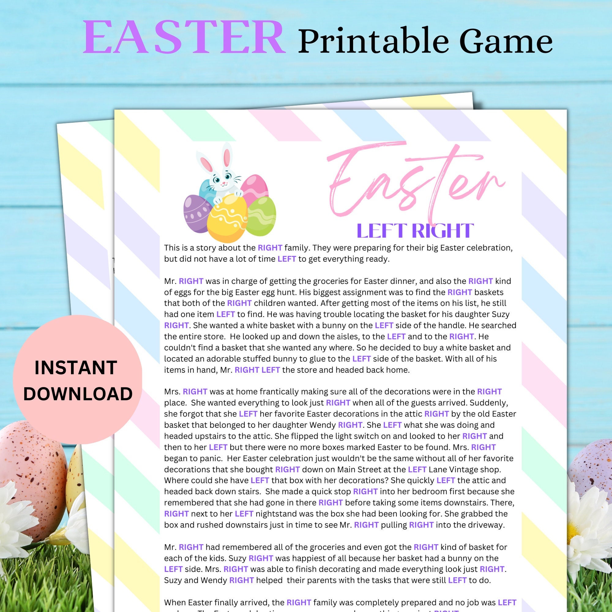 Printable EASTER Game, Easter Kids Game and Activity, Adult Games ...