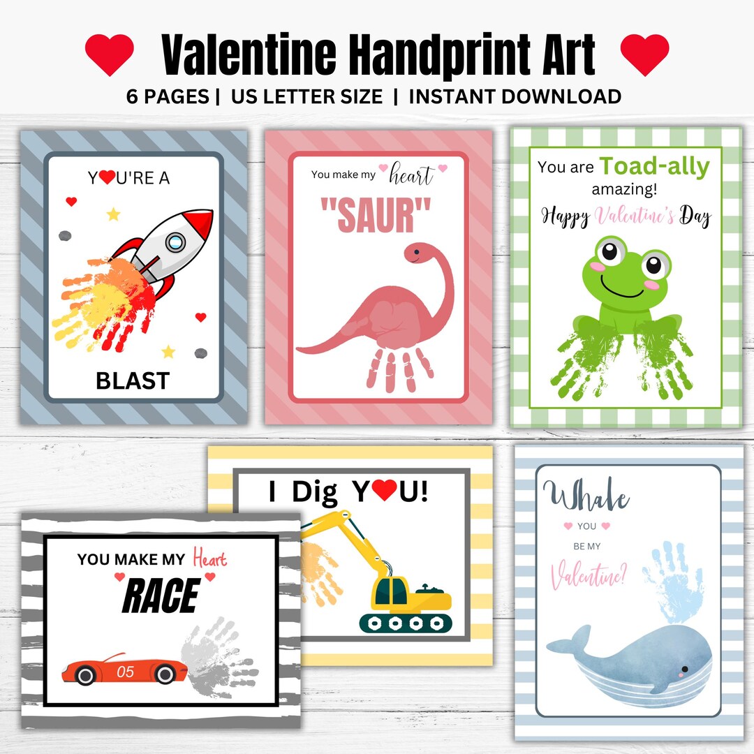 Valentine Handprint Craft Printable Bundle, Valentine Preschool Craft ...