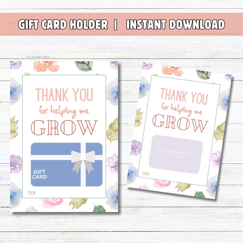 Teacher Appreciation Printable Gift Card Holder, Teacher Gift Card ...