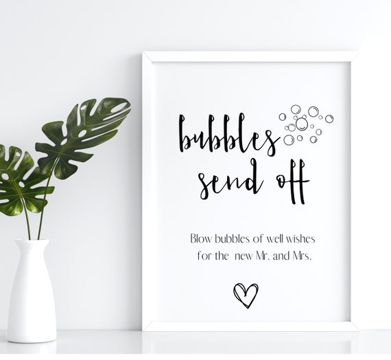 Printable Wedding Bubbles Sign Modern Wedding Signs Template - Etsy