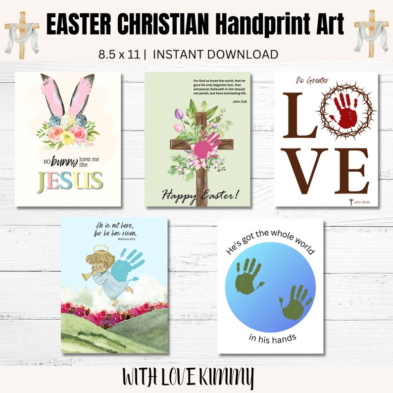 Easter Christian Handprint Footprint Craft Printable Bundle, Preschool ...
