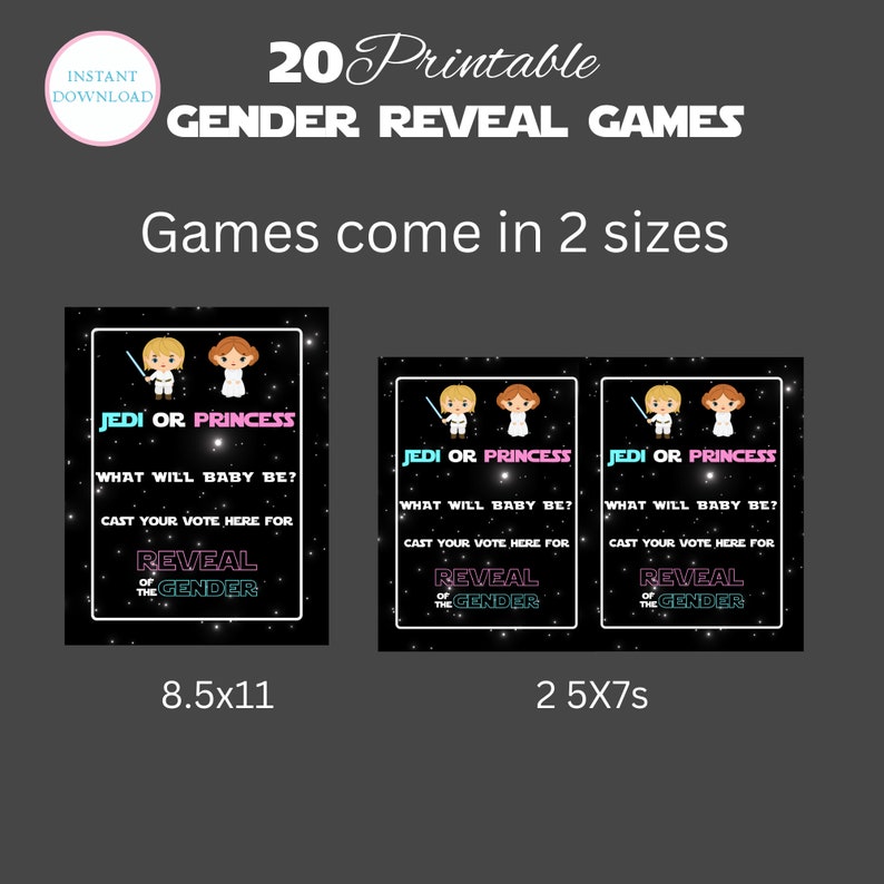 20 Gender Reveal Games Pink and Blue SPACE WARS Perfect for Reveal ...