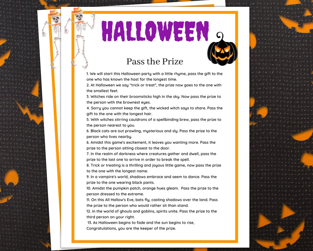 Halloween Party Game, Pass the Prize, Halloween Party Activities ...