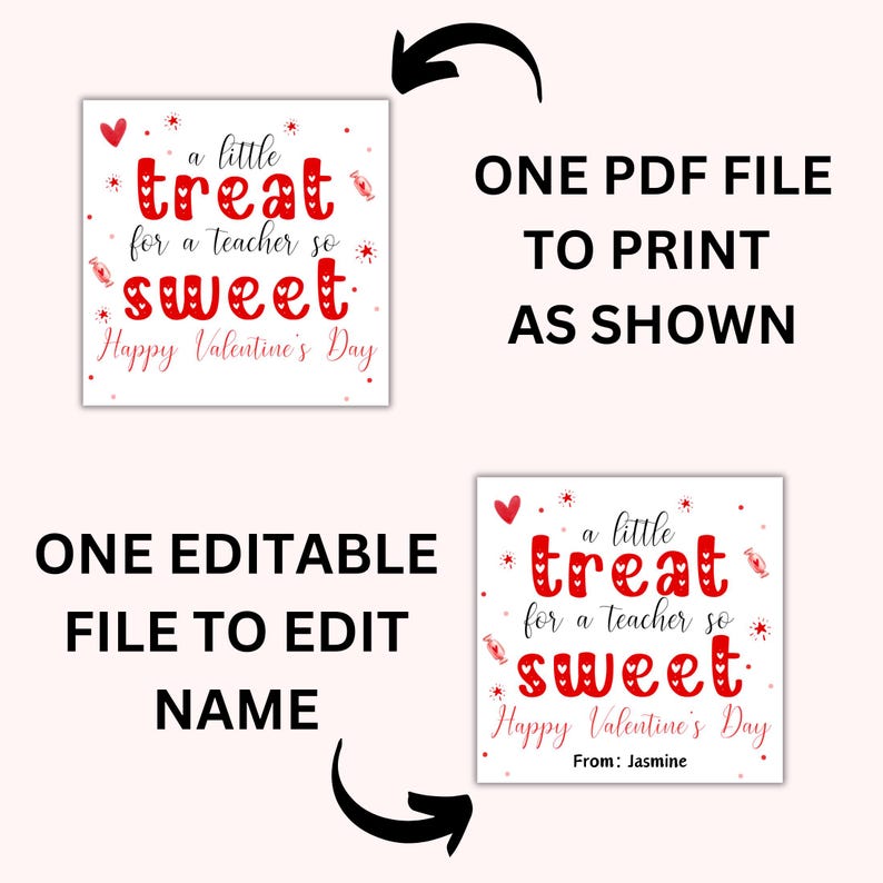 Teacher Valentines Gift Tag, Printable Valentine Gifts Tags, Valentines ...