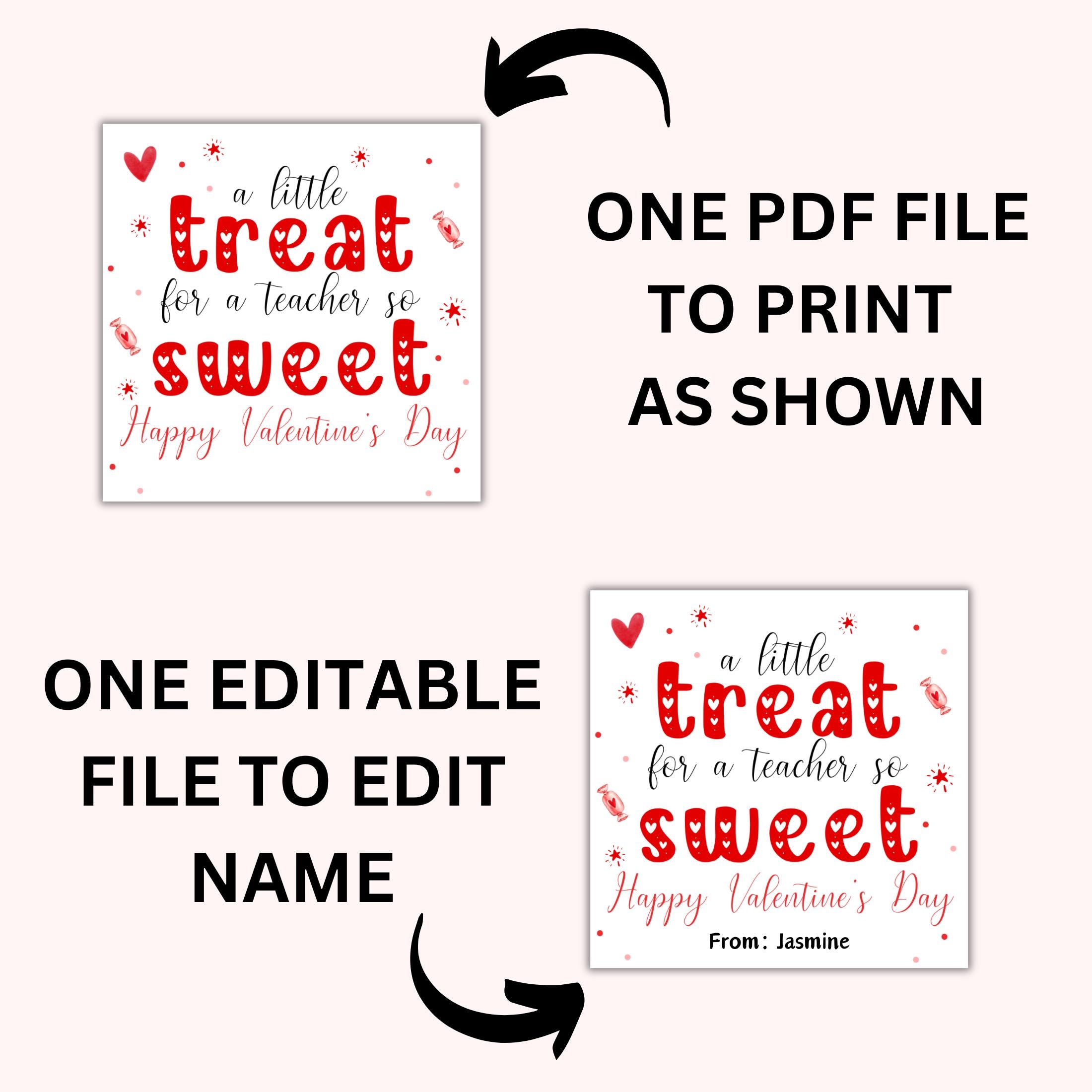 Teacher Valentines Gift Tag, Printable Valentine Gifts Tags, Valentines ...