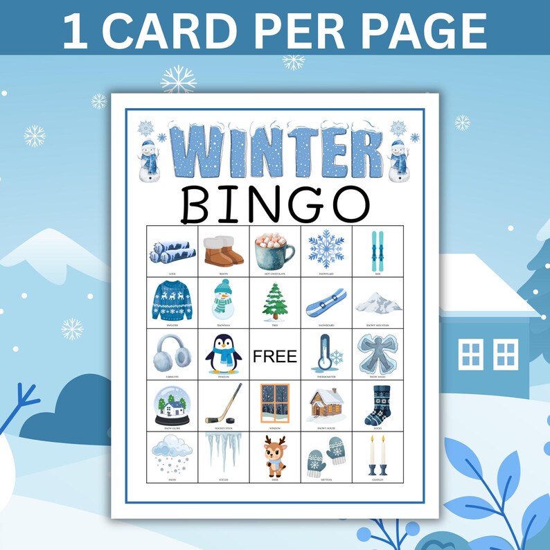 100 Winter Bingo Cards, Wonderland Games, Activity for Kids, Adult ...