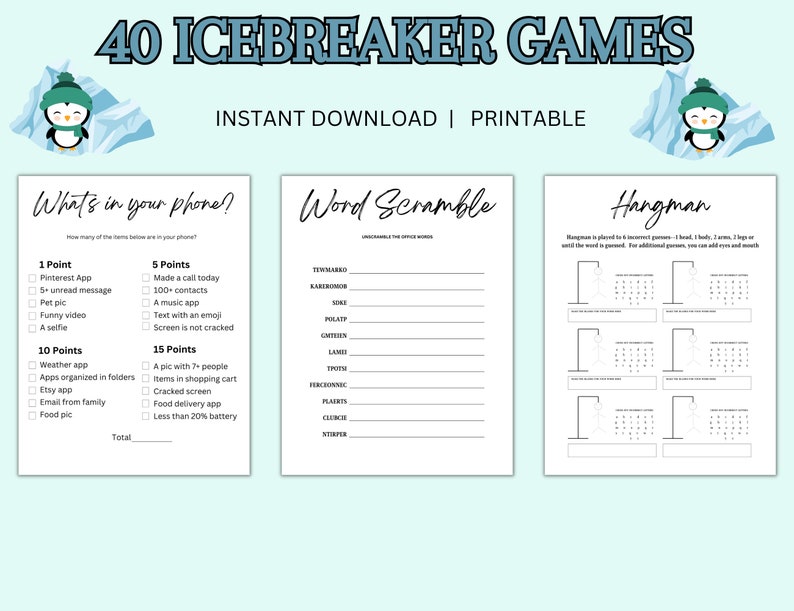 Icebreaker Game Bundle, Printable Icebreaker Games, Staff Game Idea ...