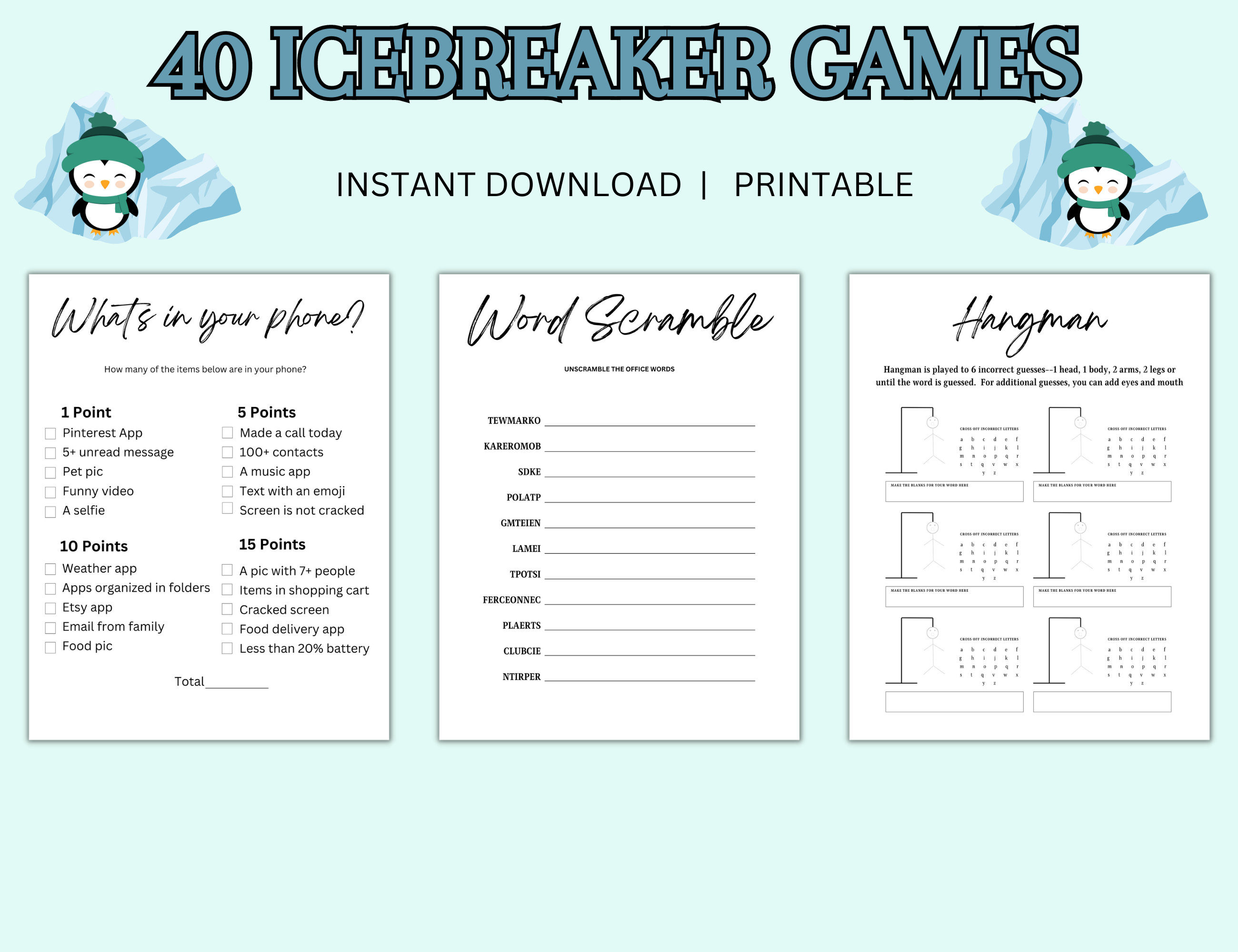 Icebreaker Game Bundle, Printable Icebreaker Games, Staff Game Idea ...