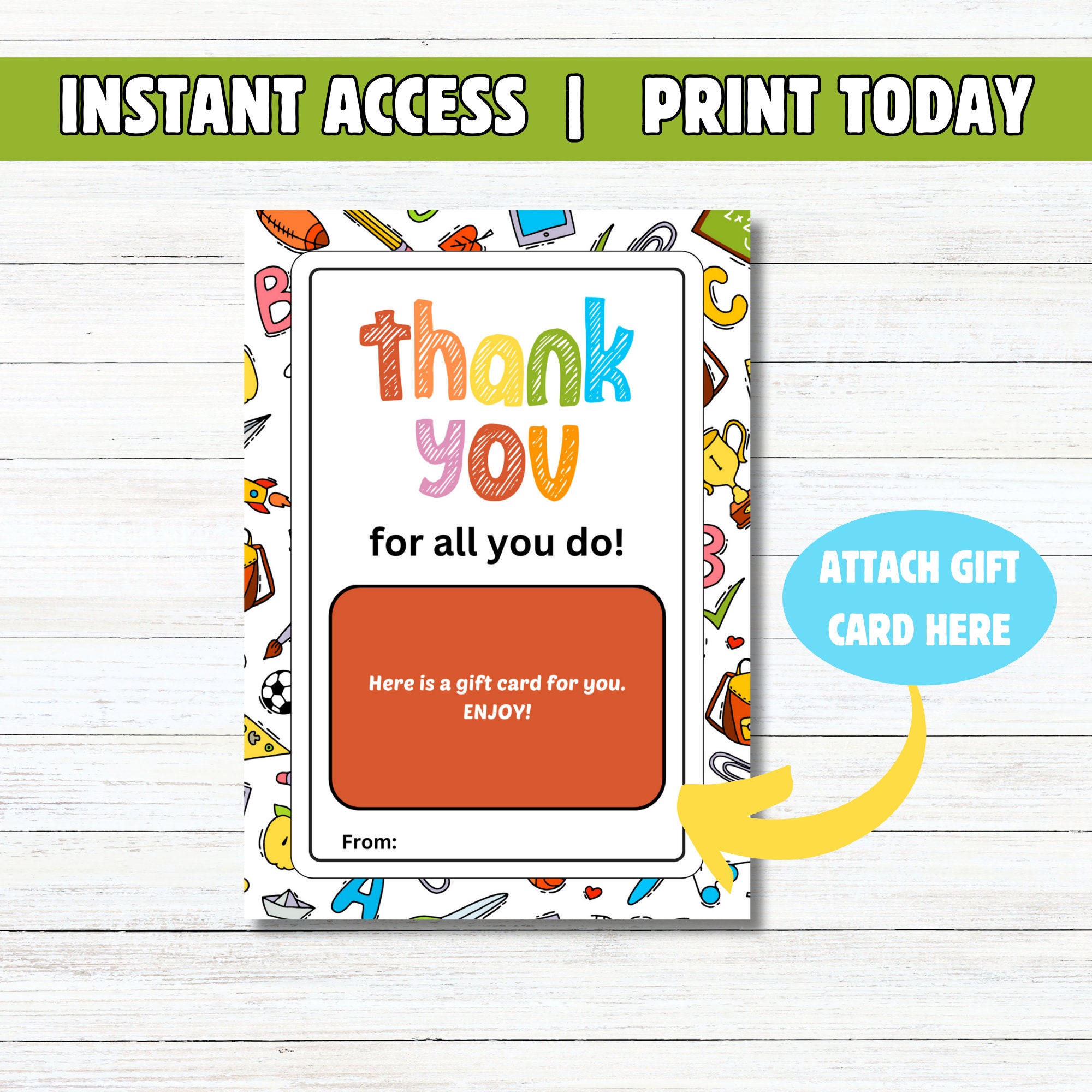 Teacher Appreciation Printable Gift Card Holder, Teacher Gift Card ...