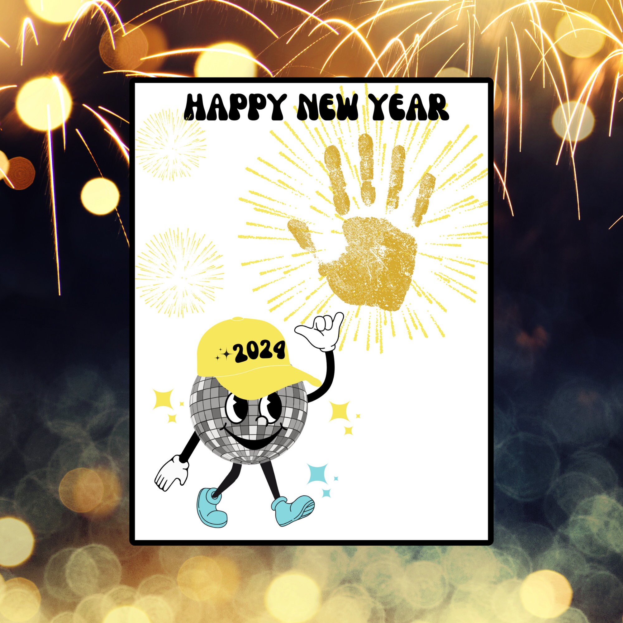 2024 New Years Handprint Art, New Year Craft, Kids Handprint Art Craft ...