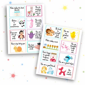 Printable Lunch Box Note Card Letters for Kids, Back to School ...