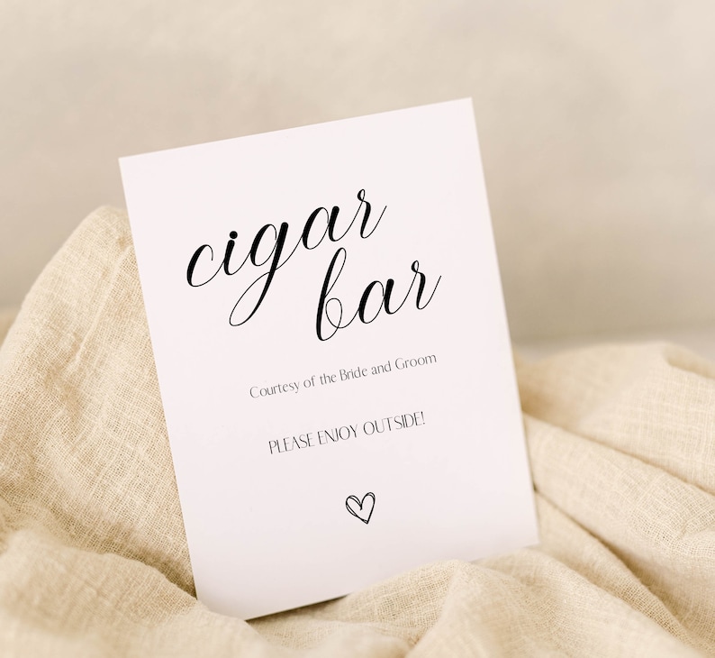 Printable Wedding Cigar Bar Sign | Modern Wedding Signs Template ...