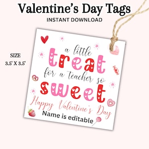 Teacher Valentines Gift Tag, Printable Valentine Gifts Tags, Valentines ...