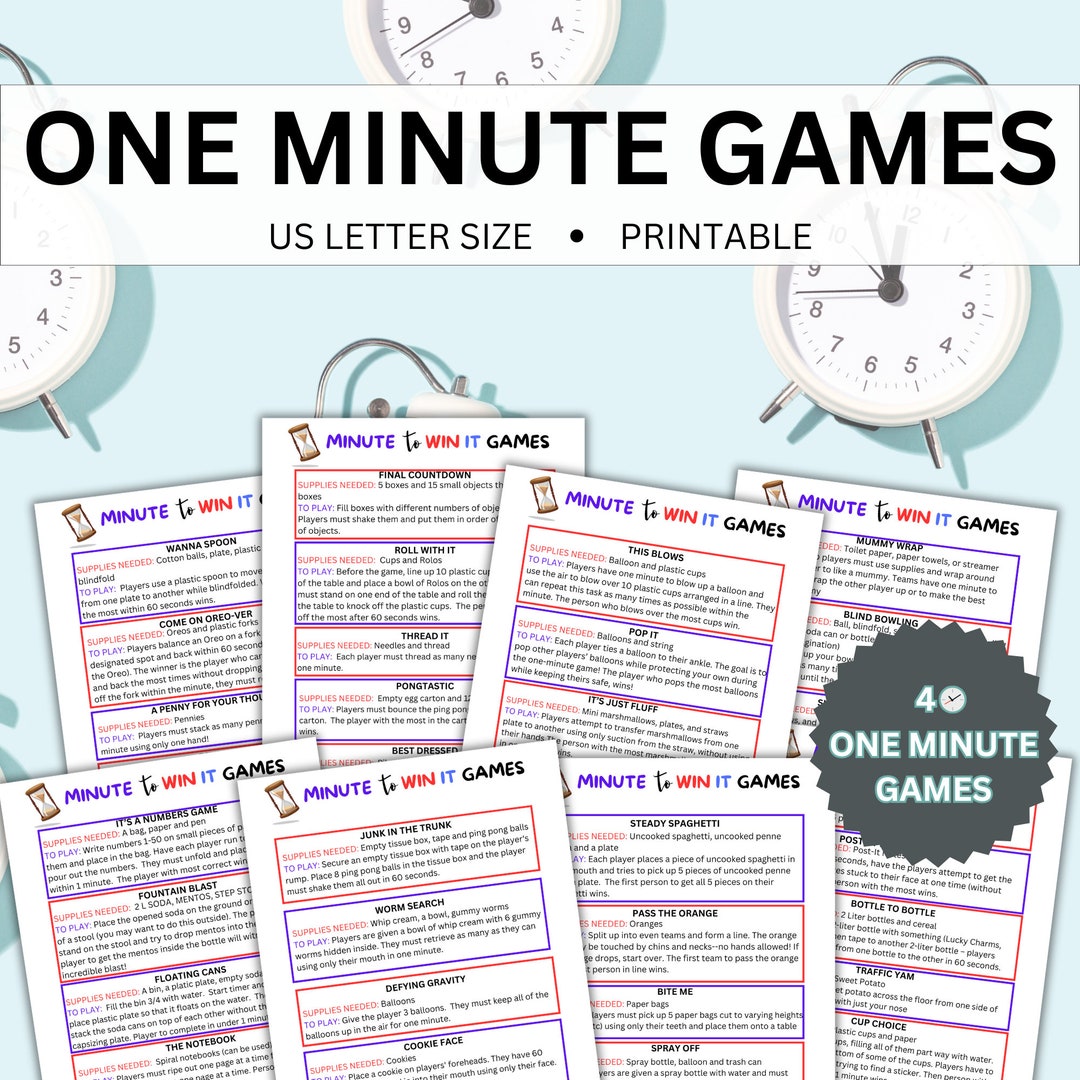 Minute to Win It Games, 40 One Minute Fun Party Games, Printable Games ...